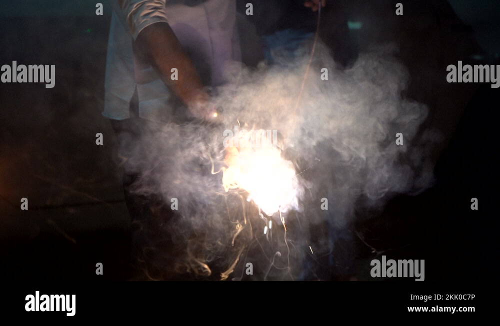 Diwali celebration with fireworks firecrackers fulbaja fatake in India ...