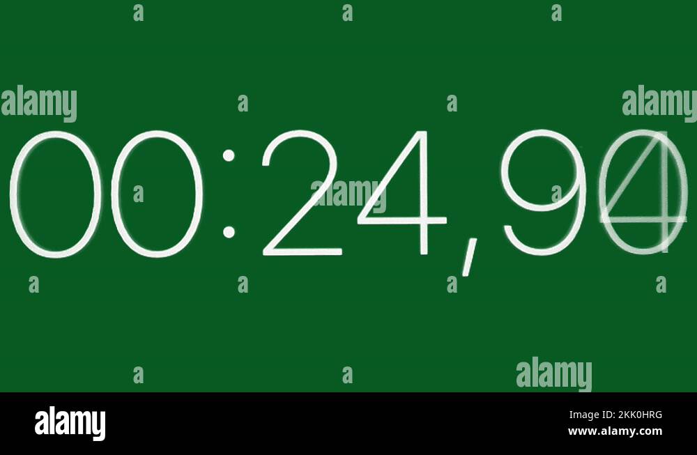 Digital timer countdown starting 30 to 0 seconds. Clock with white ...
