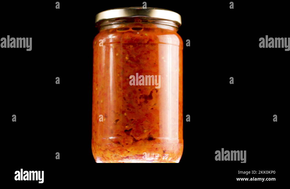 Jar of Homemade Ajvar, Traditional Spread and Side Dish From Balkan ...