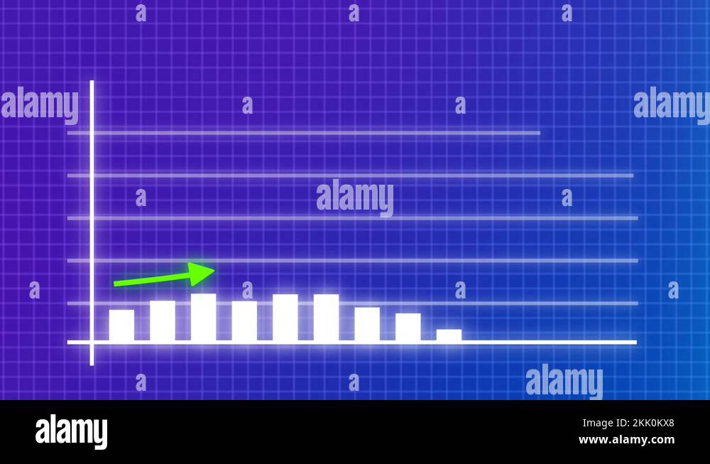 Business Growth And Success Arrow animation with glow bar graph chart ...