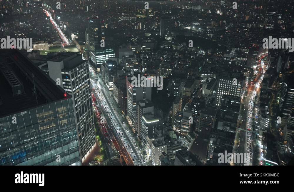 Congested Road And Illuminated High-rise Buildings In Shibuya, Tokyo In ...