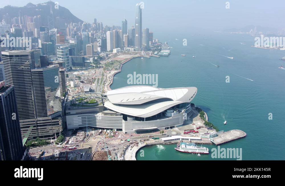 Hong Kong famous Convention and Exhibition Centre building in Victoria ...