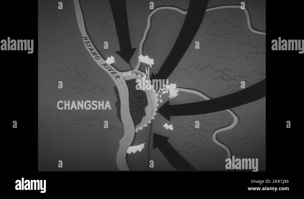1940s: Map illustrates Japanese invasion of Changsha. Map illustrates ...