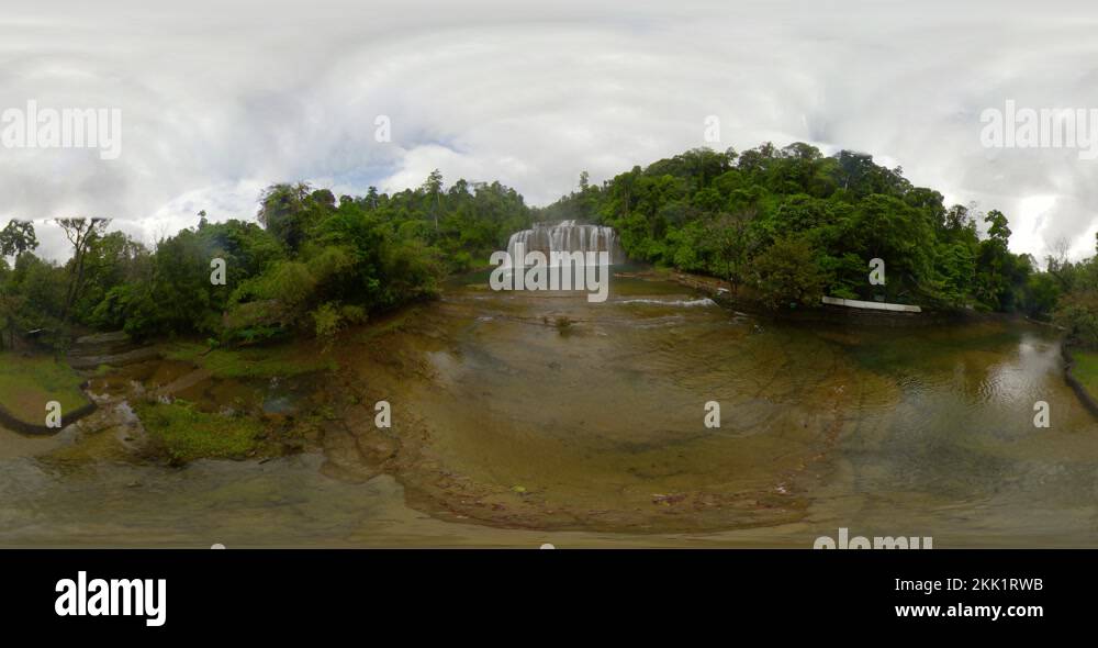 Beautiful tropical waterfall. Philippines, Mindanao. 360-Degree view ...