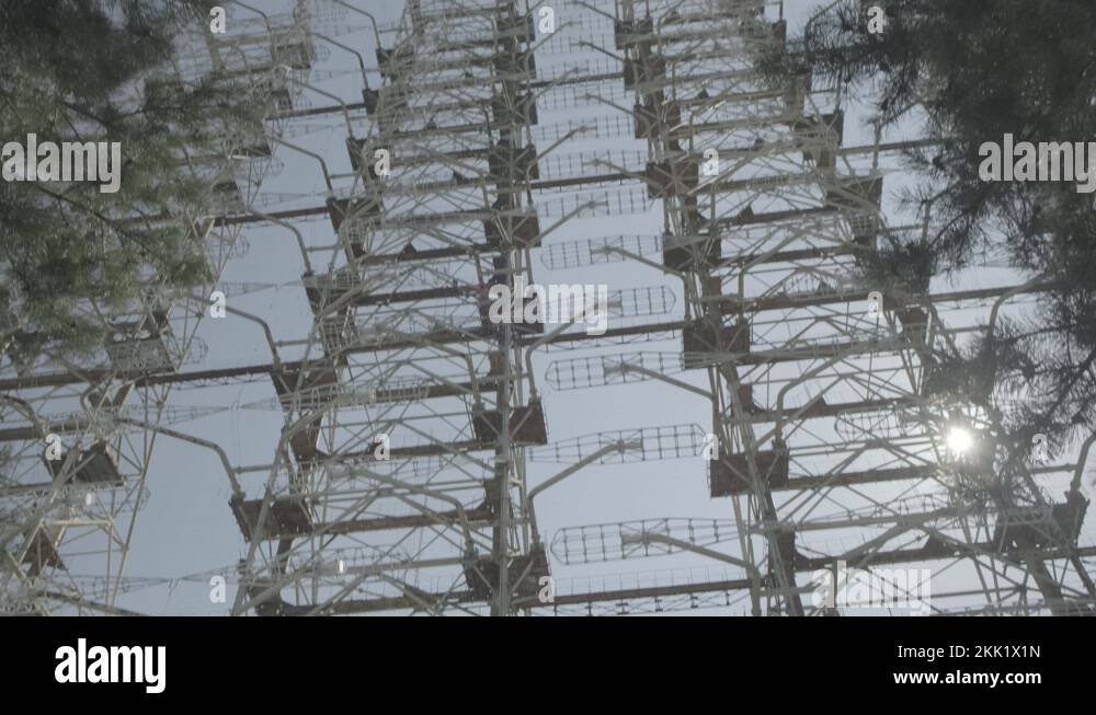 Slow tilt down the Duga-1 radar station in Chernobyl Ukraine Stock ...