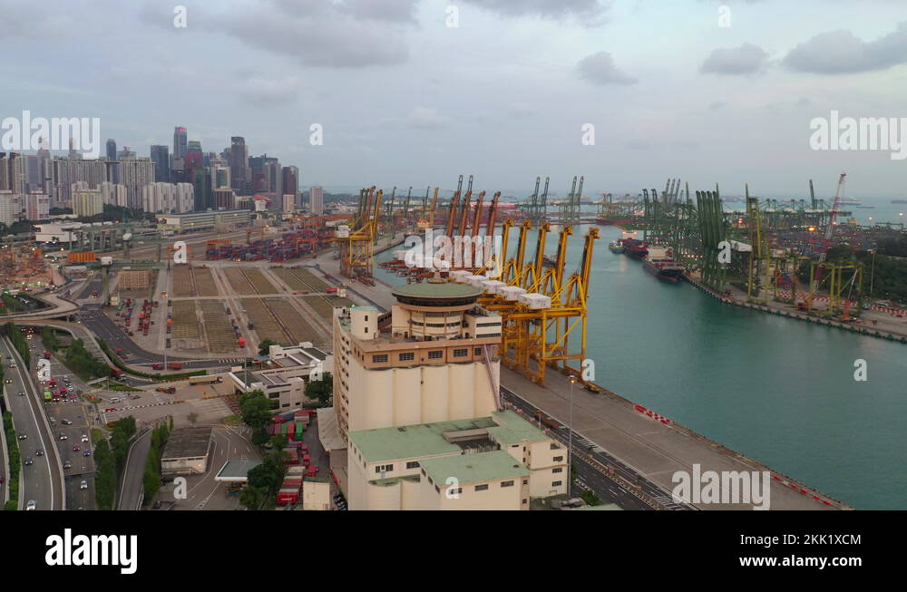illumination singapore city world famous port dock bay aerial panorama ...