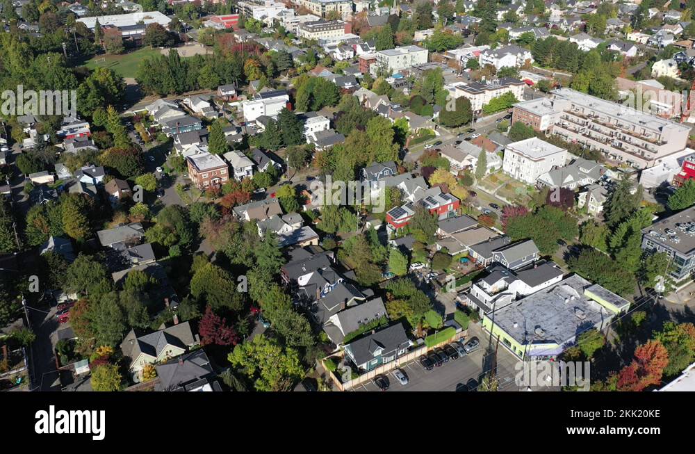 Drone reveal footage of Westlake, Queen Anne, Lake Union, University ...