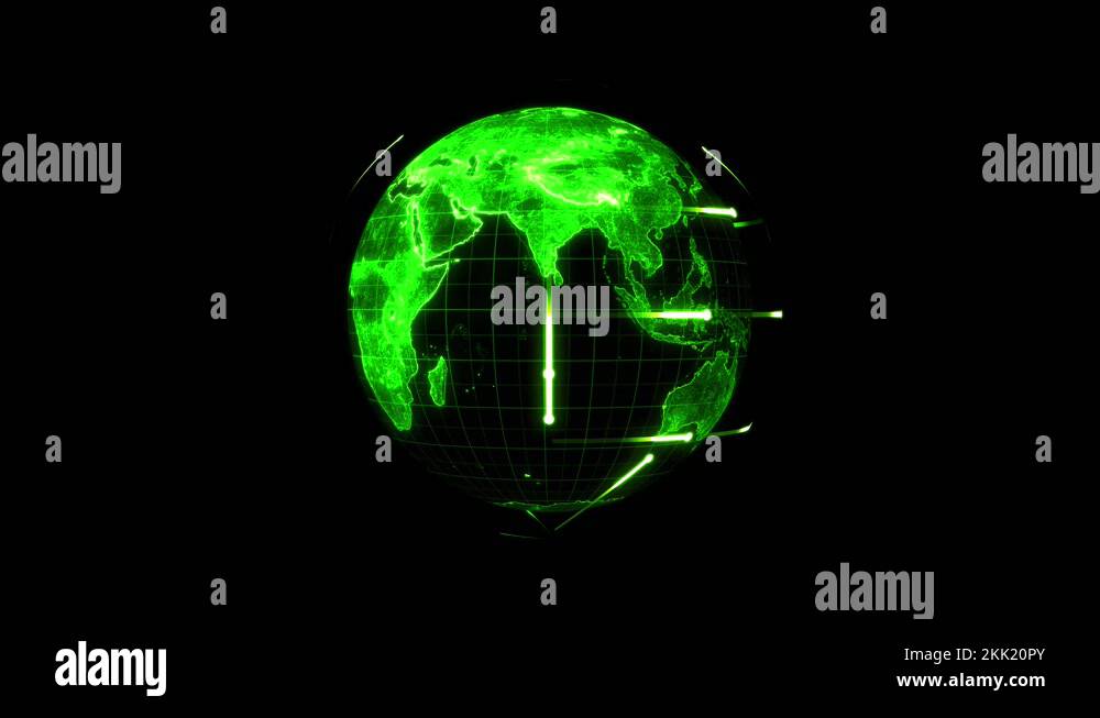 A looping green spinning globe with satellites orbiting, a simple ...