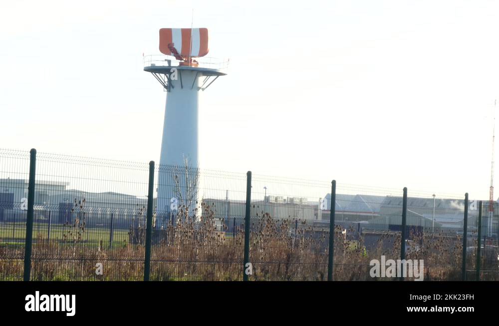 Airport aerodrome radar tower aviation guiding warning system Stock ...