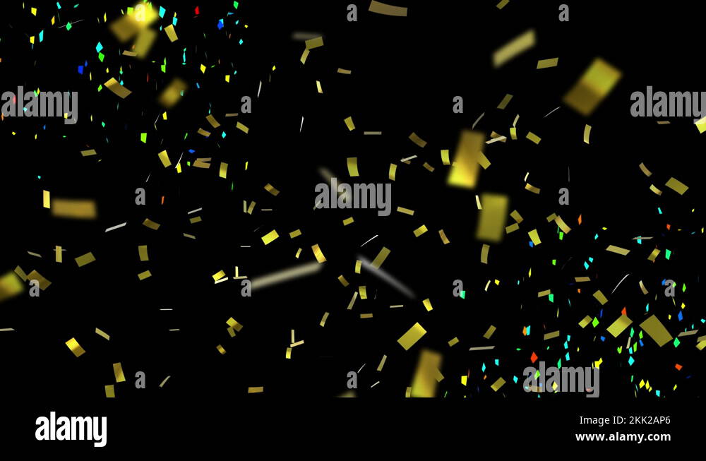 Animation of multi coloured confetti falling over black background Stock Video Footage - Alamy