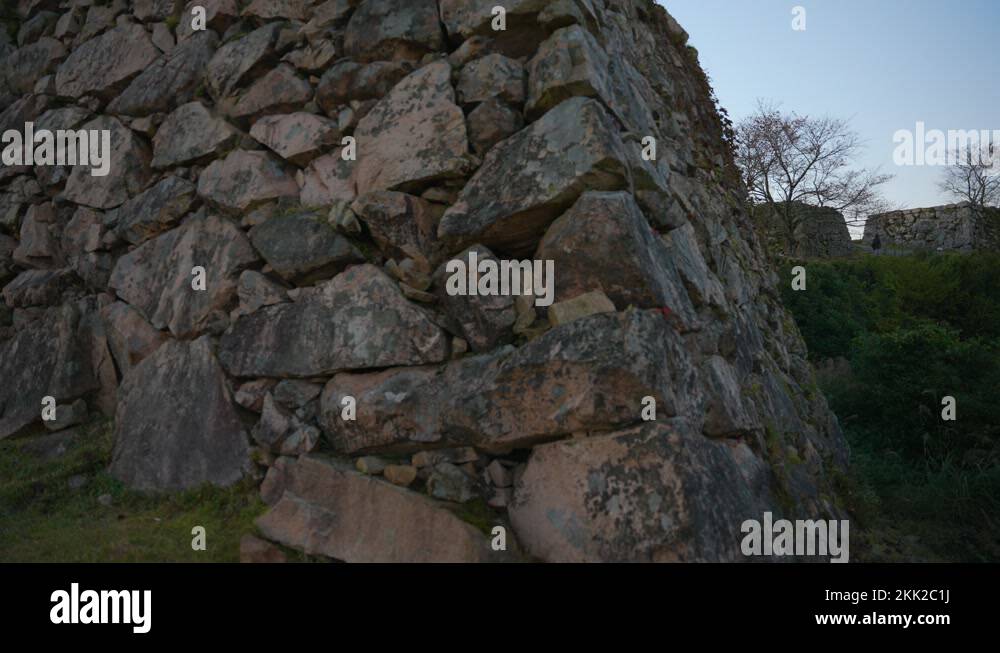 Ancient Stone Walls of Takeda Castle Ruins, Hyogo, Japan Stock Video ...
