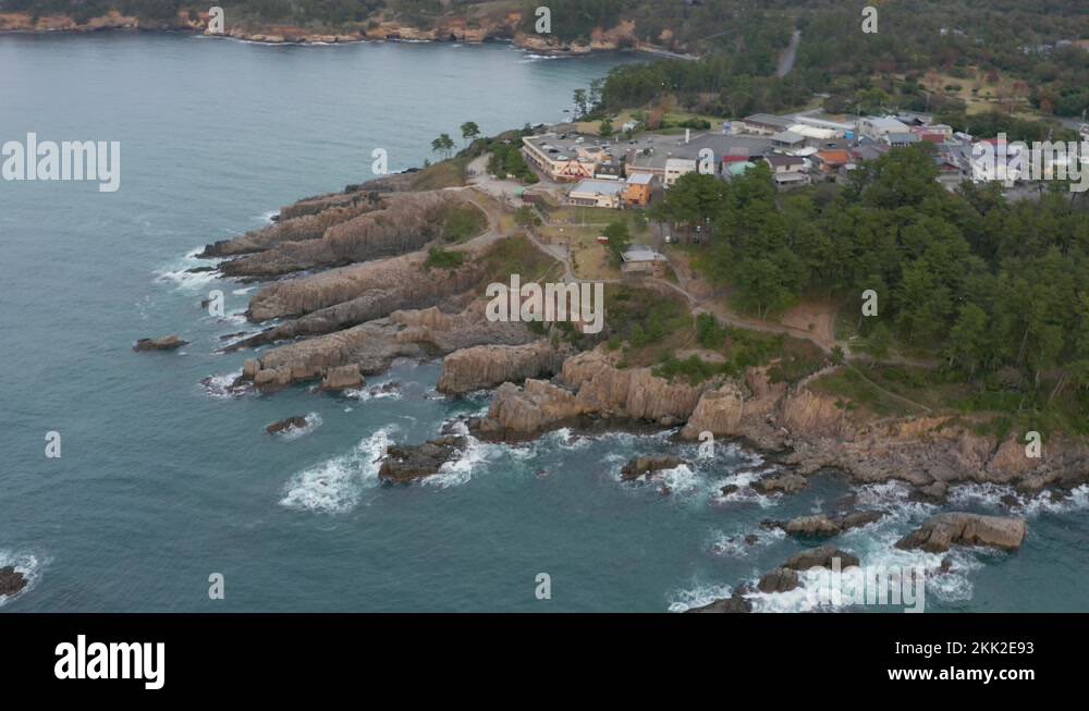 Tojinbo Cliffs Aerial View of Echizen Kaga Kaigan Coast, Fukui Japan ...