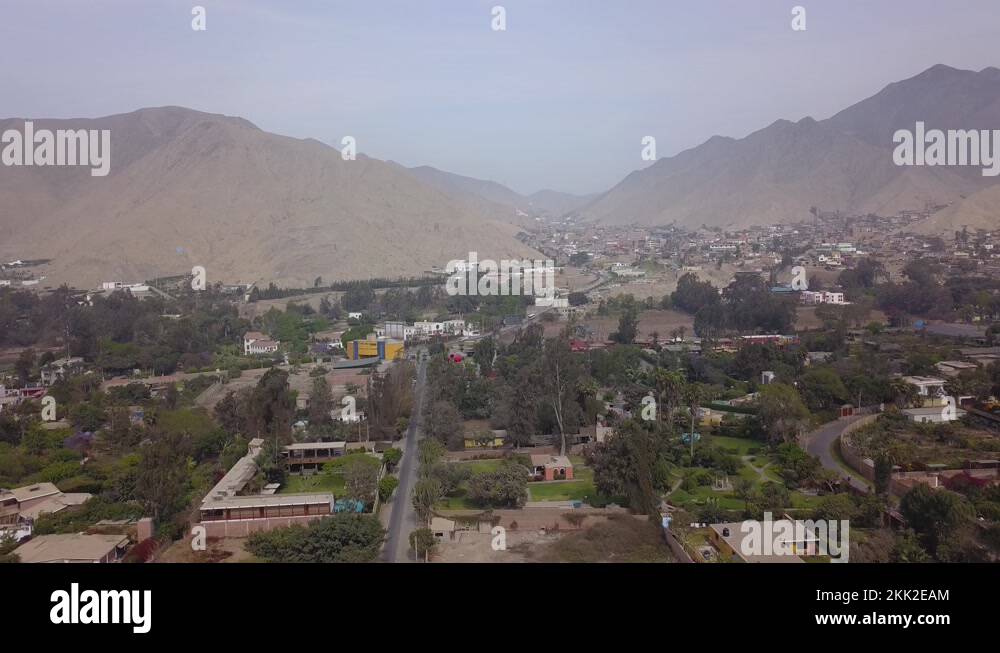 Aerial view with drone of the district of Cieneguilla, Lima, Peru Stock ...