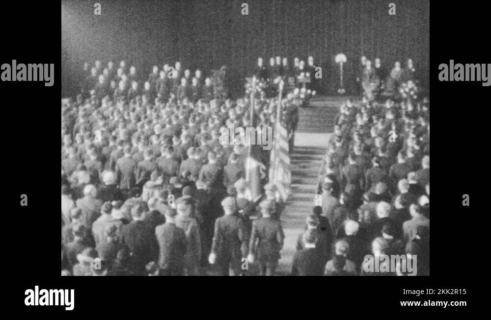 1930s: Culver Military Academy cadets stand at attention as color guard ...