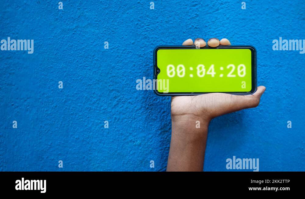 Stopwatch Six Second Countdown Timer Start On Holding Mobile Green