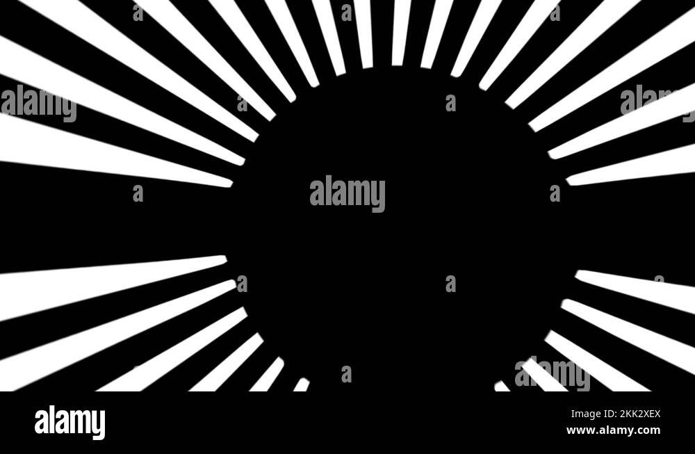 Black Sun In Bouncing Motion With White And Black Rays Background Stock ...