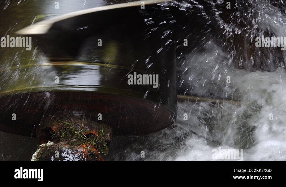 Agitated water in screw with pump, machine for cleaning sewage in ...