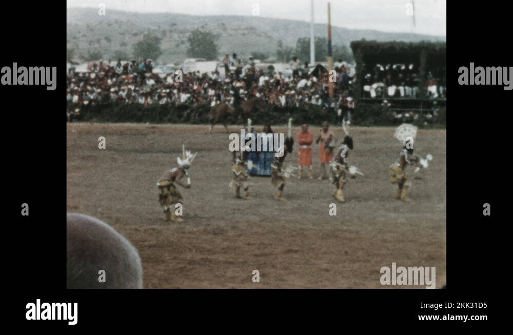 1950s: Native Americans perform traditional dance; cowboys chase herd ...
