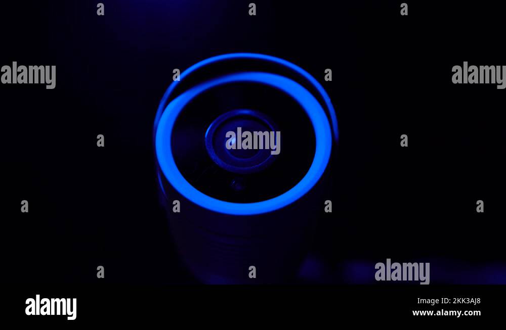 CCTV Camera in Blue Light, Light Movement. CCTV and Security, Tracking ...