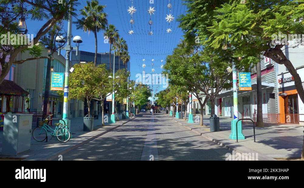 Empty Third Street Promenade in Santa Monica during Covid-19 in Los ...