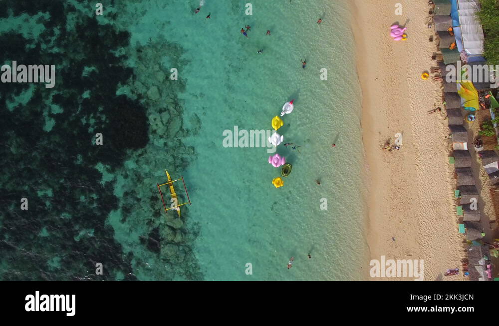 Boracay Island, Philippines, Aerial Top Down View of Puka Shell Beach ...