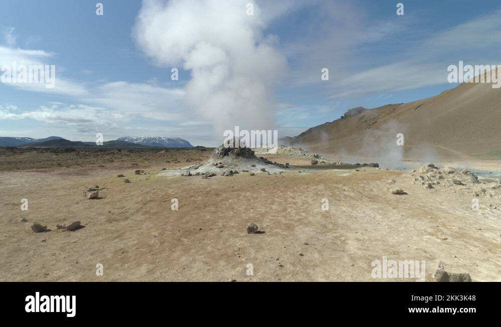 Steam from fumerole volcanic geothermal landscape revealing Stock Video ...