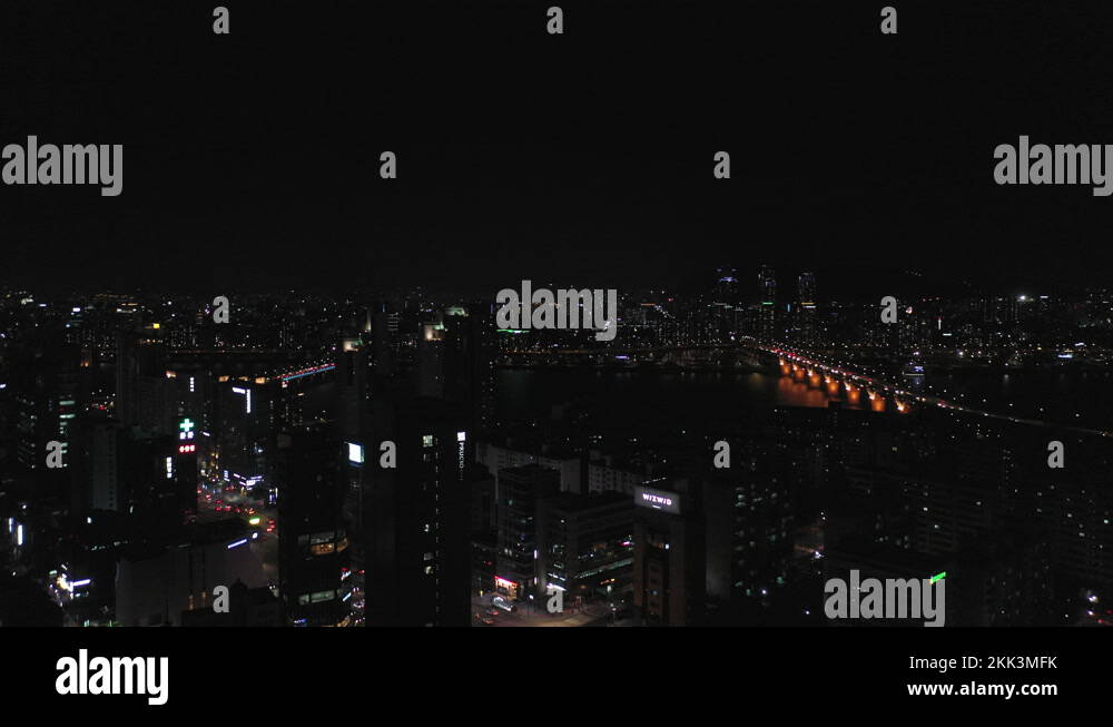 The night view of Cheongdam Bridge from Samseong-dong, Seoul, Korea ...