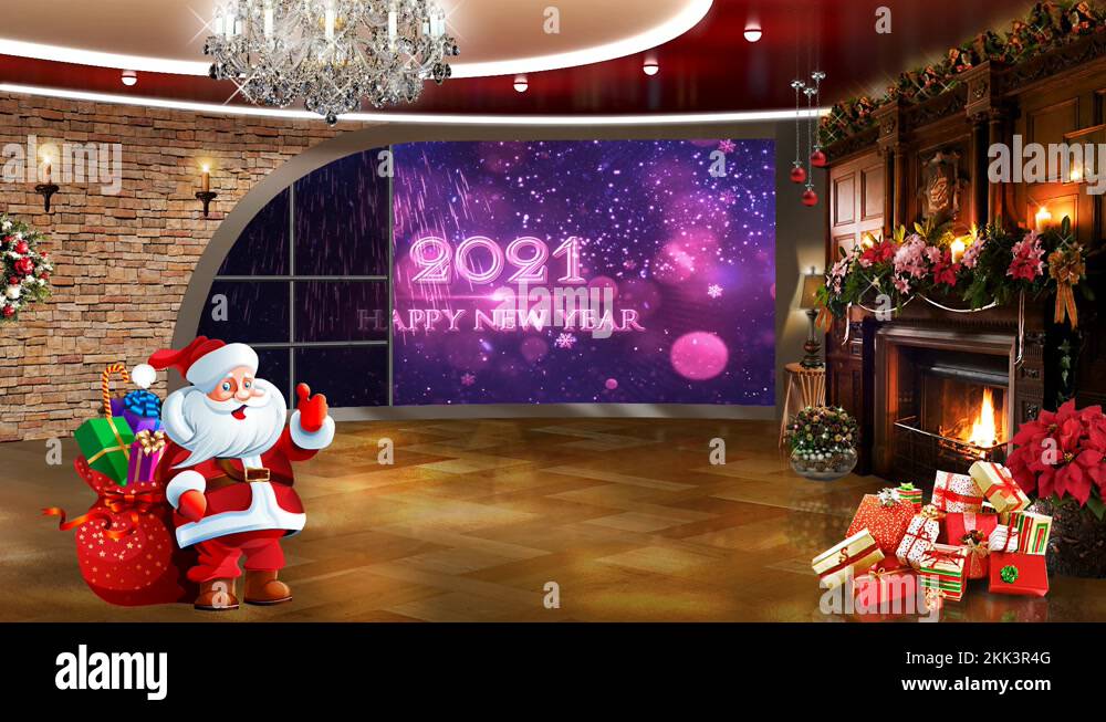 Happy Holidays TV Studio Set 08-Virtual Green Screen Background Loop ...