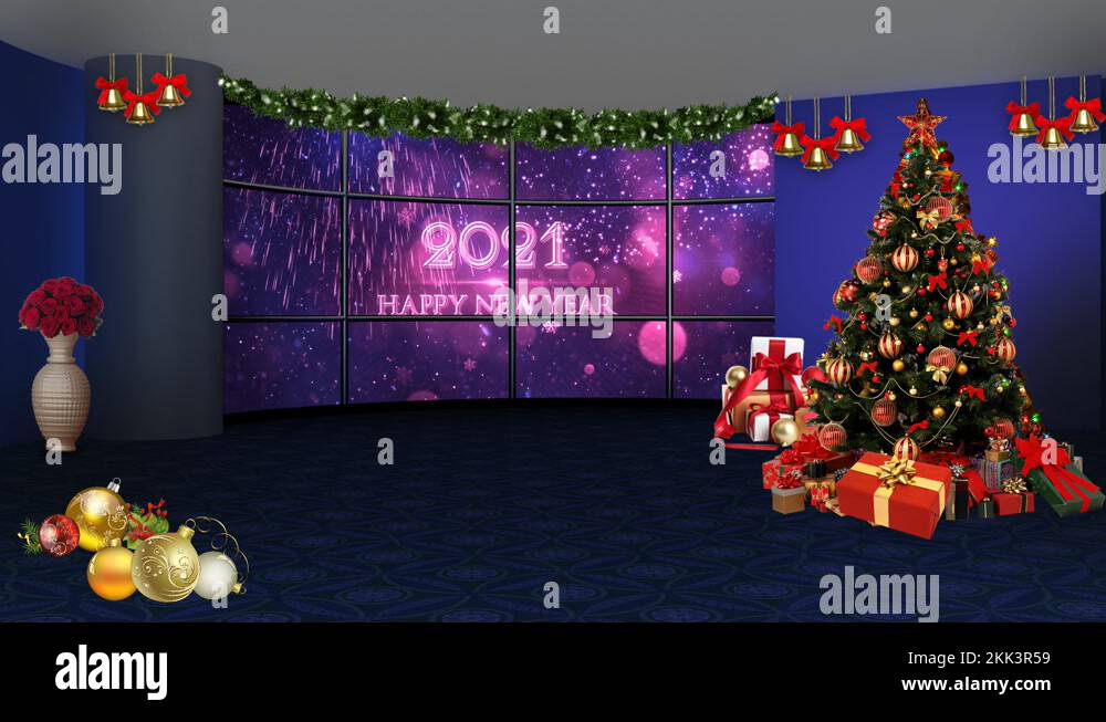 Happy Holidays TV Studio Set 10-Virtual Green Screen Background Loop ...