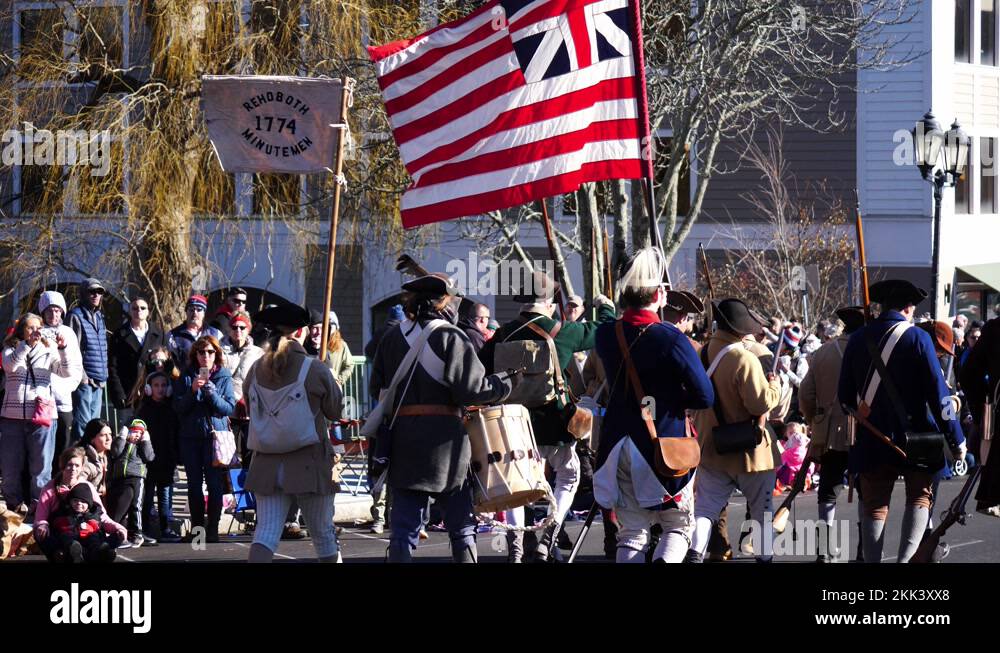 Authentic Pilgrims with an old English Flag carrying and shooting old ...
