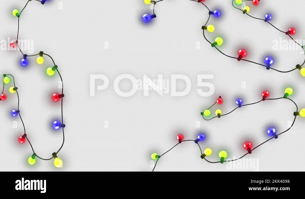 realistic christmas string lights on a green screen background ...