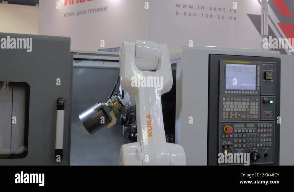 Pick and place robotic arm manipulator moving cylindrical metal ...