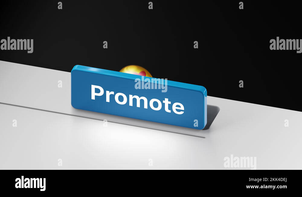 Blue button "Promote" with flying emoji. 3D-Render. 4k 3840x2160, 30 ...