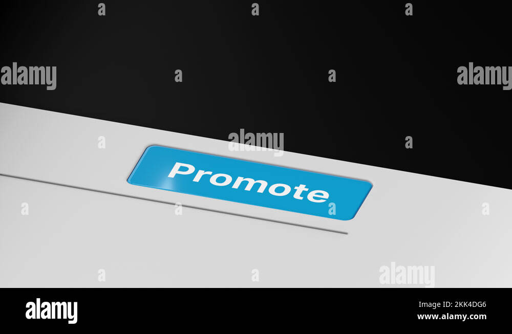 Blue button "Promote" with flying emoji. 3D-Render. 4k 3840x21 Stock ...