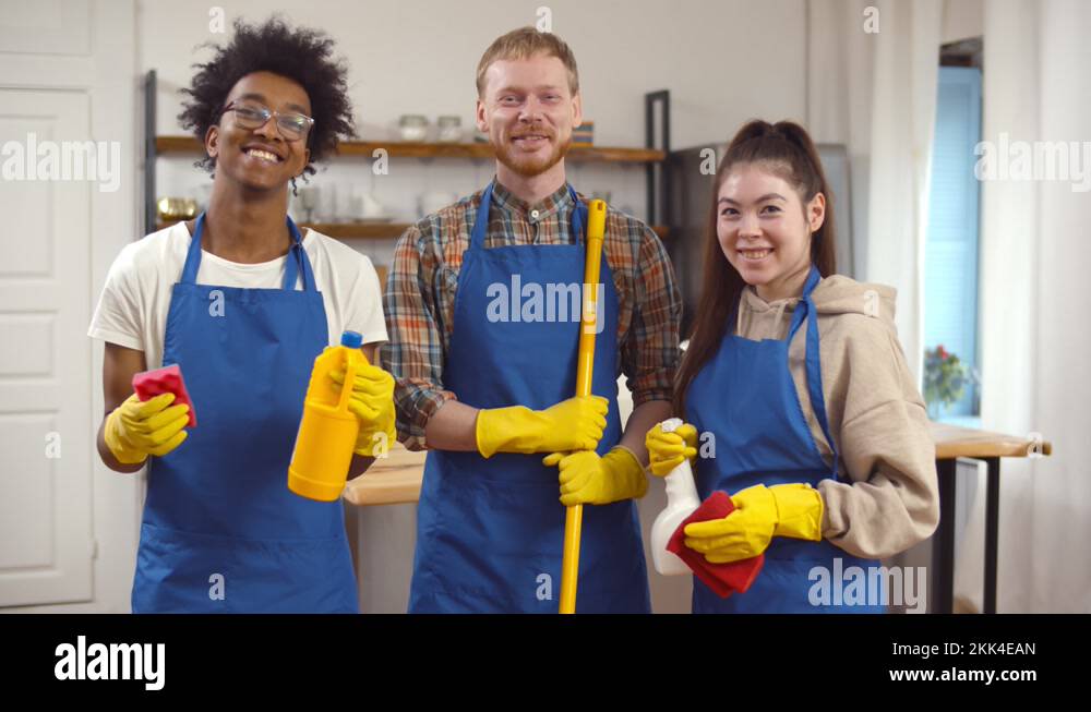 Portrait happy multiethnic janitors Stock Videos & Footage - HD and 4K ...