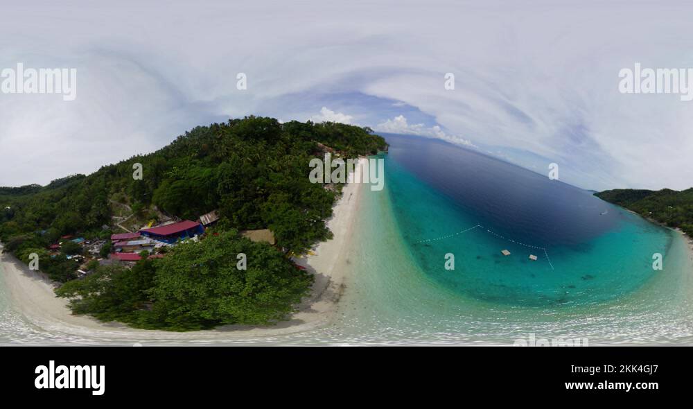 Tropical island of Samal with beach. Philippines, Mindanao. 360VR Video ...