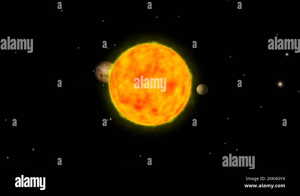 3d animation of rotating Sun with planets in the solar system Stock ...