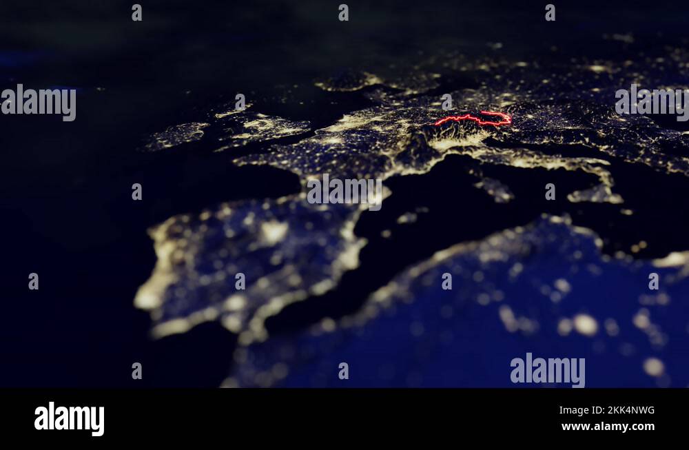 Austria 3D CGI Night Map With Mountain Relief Stock Video Footage - Alamy