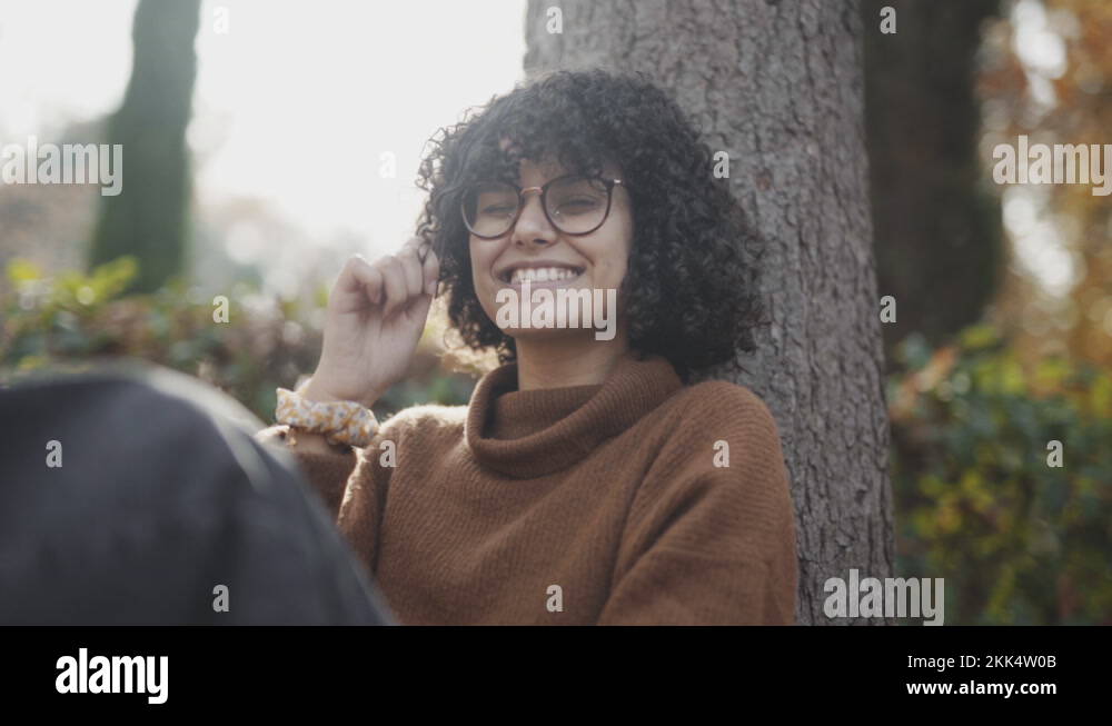 Candid Spontaneous Pose From A Ebony Black Girl With Curls Stock Video