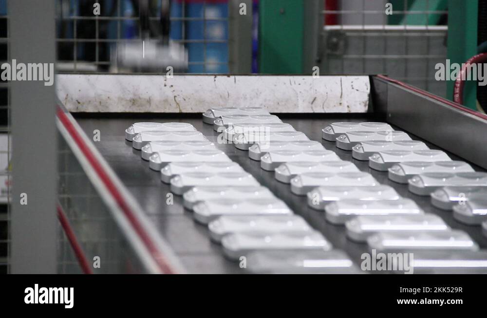 Manufacturing Conveyor Belt Engineered with Robotics, Static Stock ...