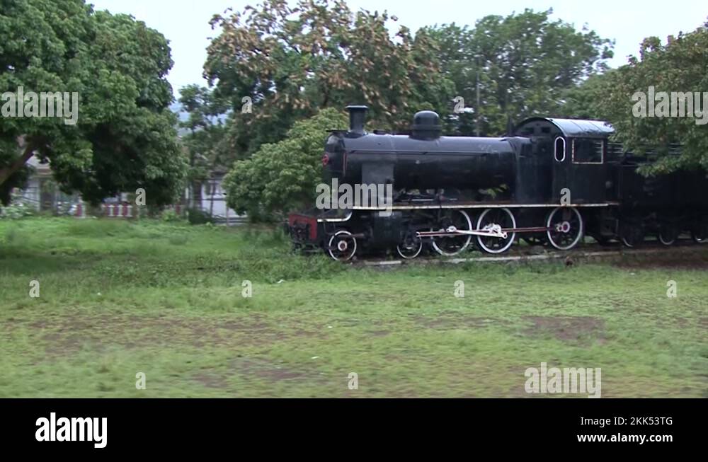 Steam locomotive in a train museum, Central Java, Indonesia Stock Video ...