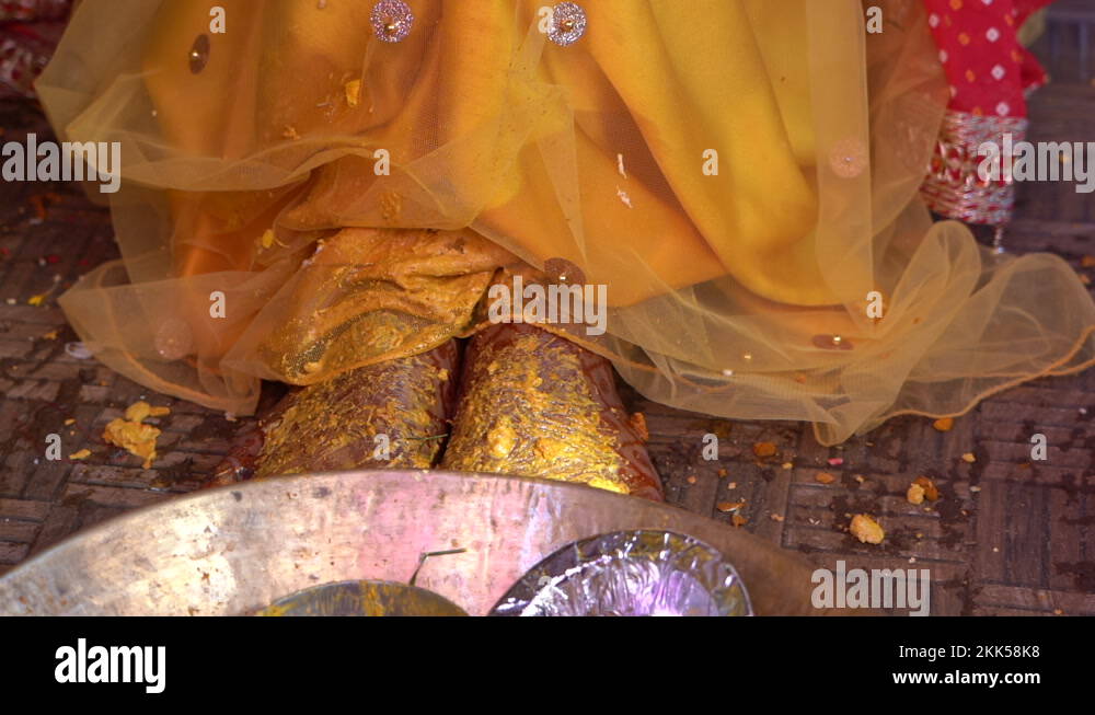 Haldi Haath of a bride in traditional wedding in Uttarakhand India ...