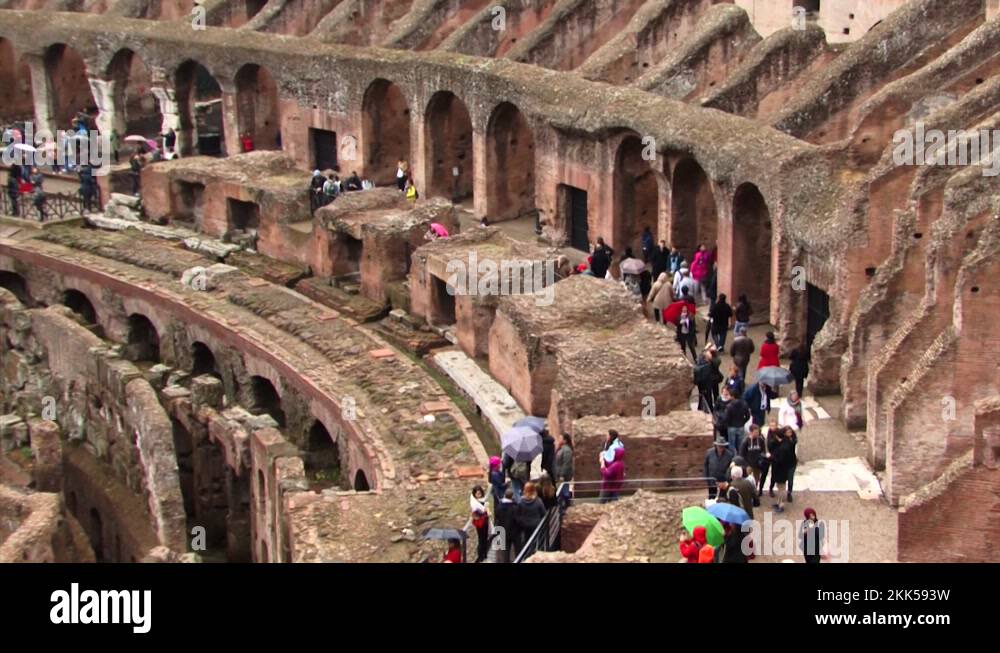 Tourists in the first tribune level of the Colosseum, Rome, Italy Stock ...