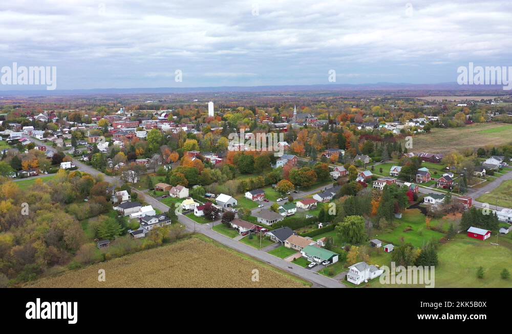 rural town on outskirts of corn field with fall colors in season Stock ...