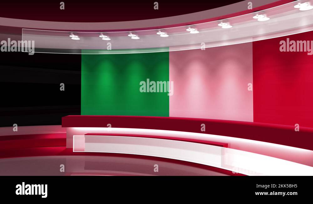 TV studio. Italy. Italian flag. News studio. Background Stock Video ...