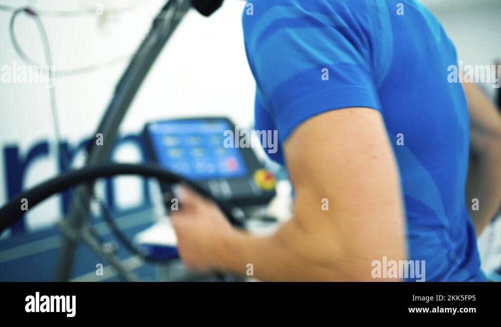 Triathlete runner man workout testing vo2 max in modern sport science ...