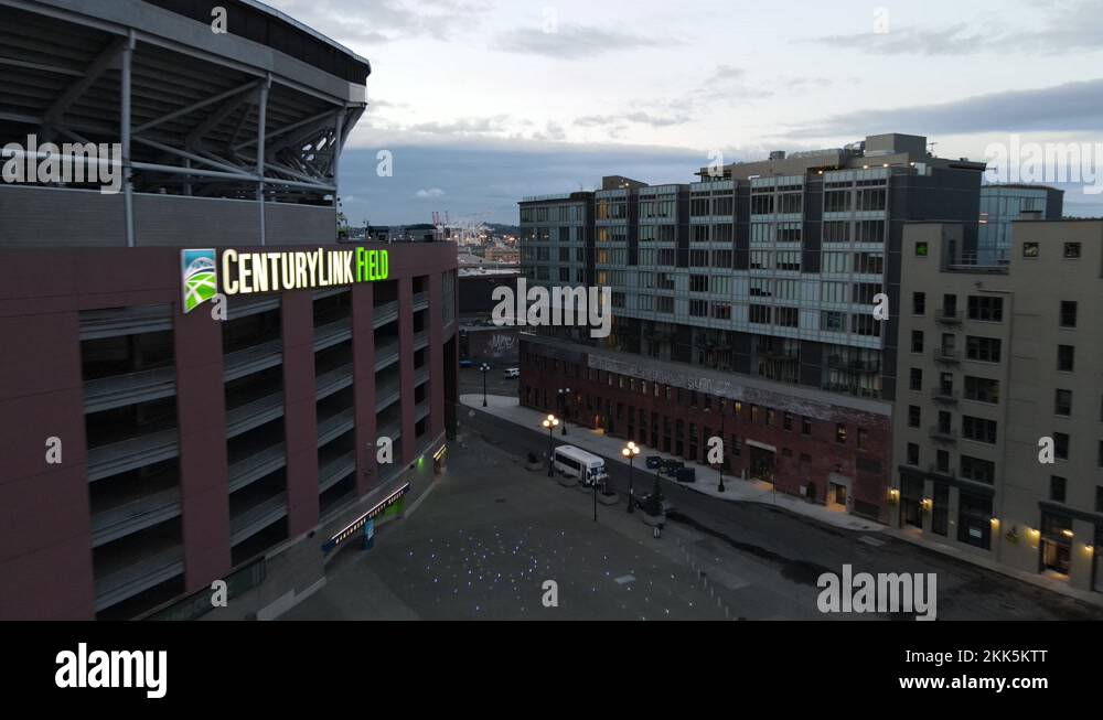 Early morning reveal of the north corner of Century Link Field, empty ...