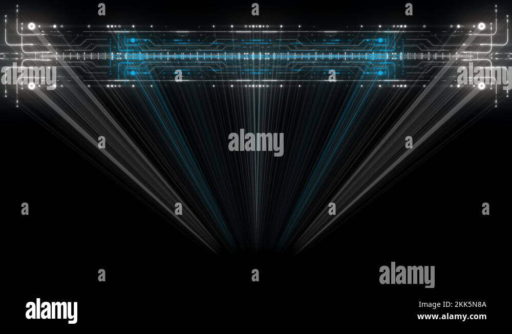 Blue scanning Artificial intelligence line holographic ray of Robot VJ ...