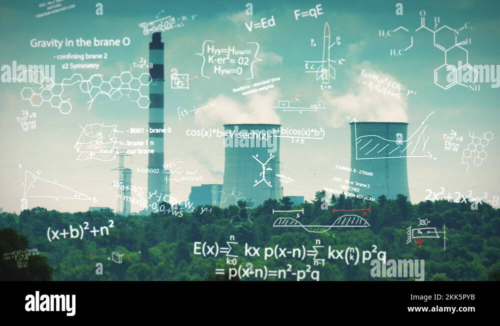 Chemical, biological formulas, sketches and graphs in front of an old ...
