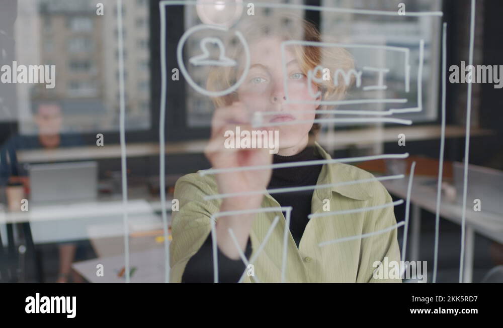 Female UI Designer Drawing Ideas for App Interface Stock Video Footage ...